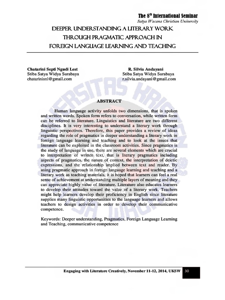 PROS - Chatarini SNL, R Silvia A - Deeper Understanding A Literary - Fulltext | PDF | Semantics ...