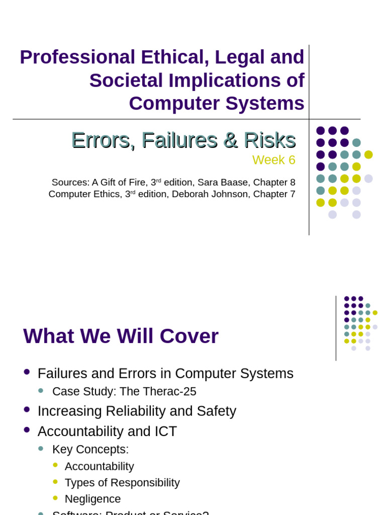 Professional Ethics - Lecture 6 - Failures in Computer Systems | PDF ...