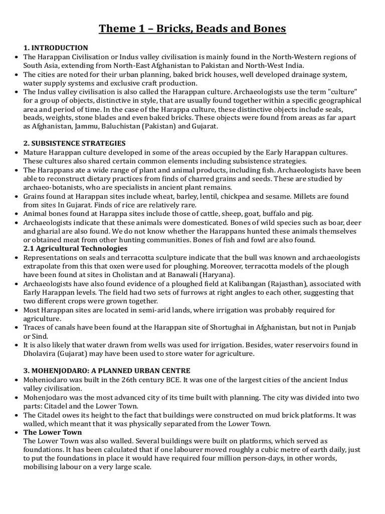 Theme 1 - Bricks, Beads and Bones Notes | PDF
