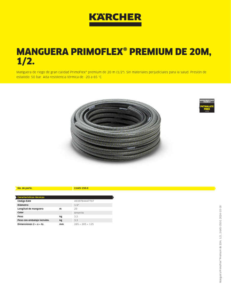 Manguera Primoflex® Premium de 20M, 1/2 | PDF