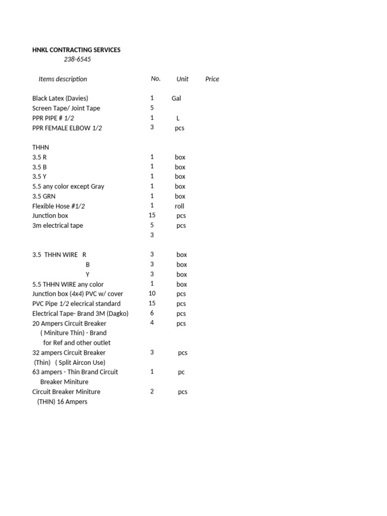 Items Description | PDF