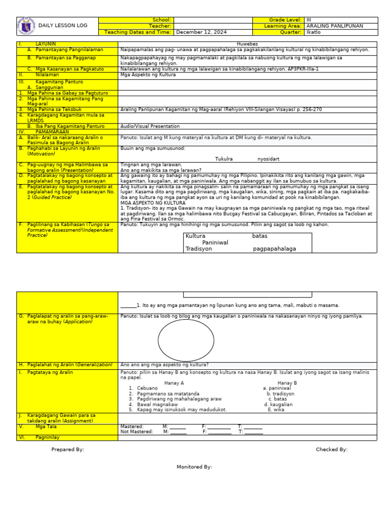 Aralpan - Q3 - Week 1-Day 4 | PDF