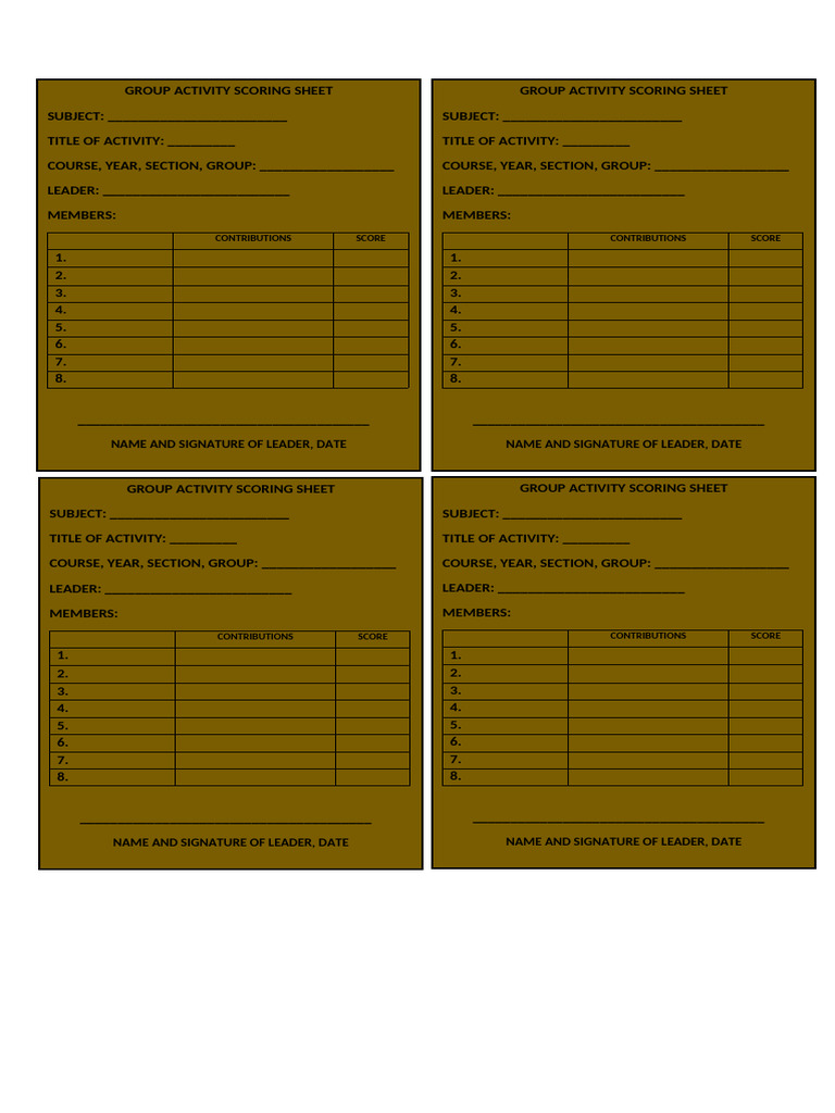Group Activity Scoring Sheet | PDF