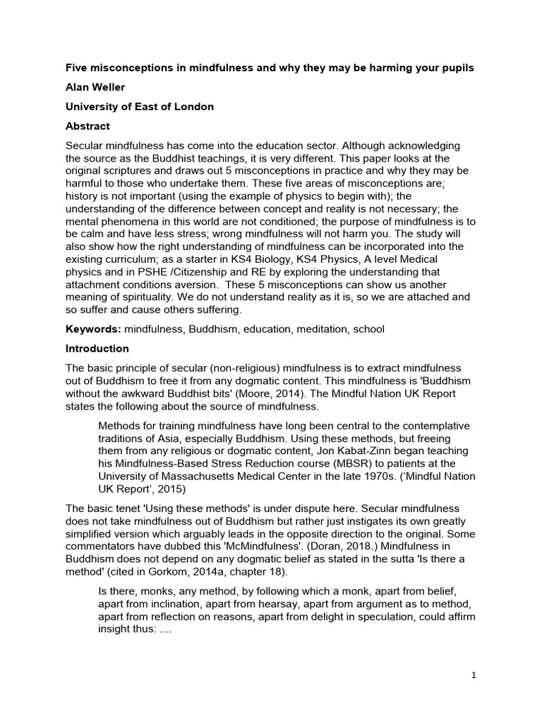Weller - Five Misconceptions in Mindfulness and Why They May Be Harming ...