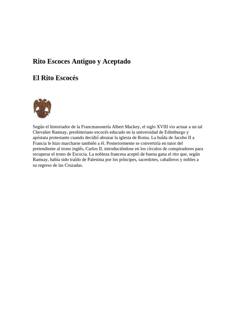 Rito Escocés Antiguo y Aceptado: Grados y Orígenes | PDF