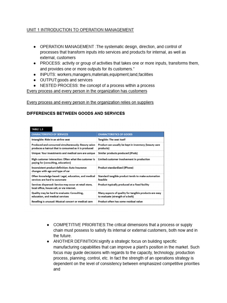 Summary Operation Management | PDF | Supply Chain | Labour Economics
