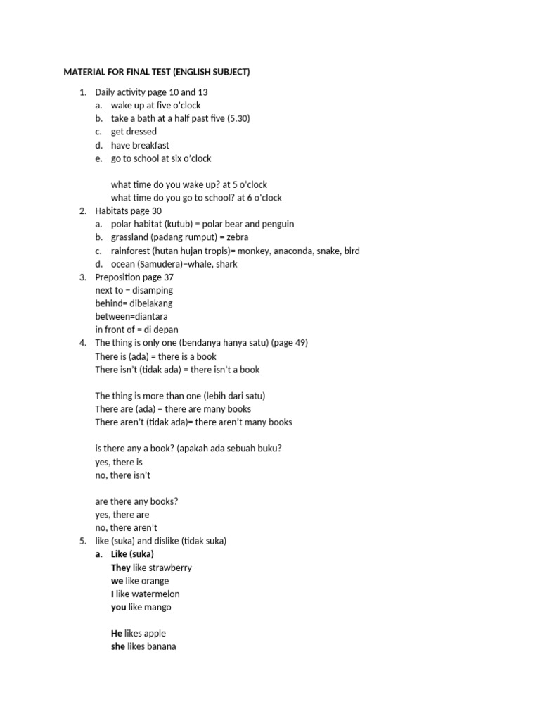 English Summary Grade 2 | PDF