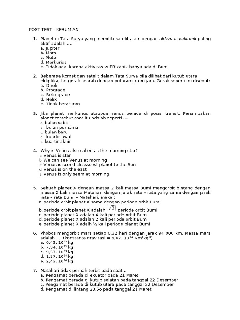 Soal Latihan Olimpiade Kebumian Tingkat SMA | PDF