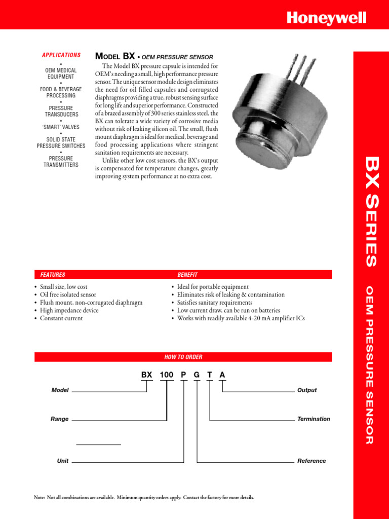 BX | PDF | Pressure Measurement | Sensor