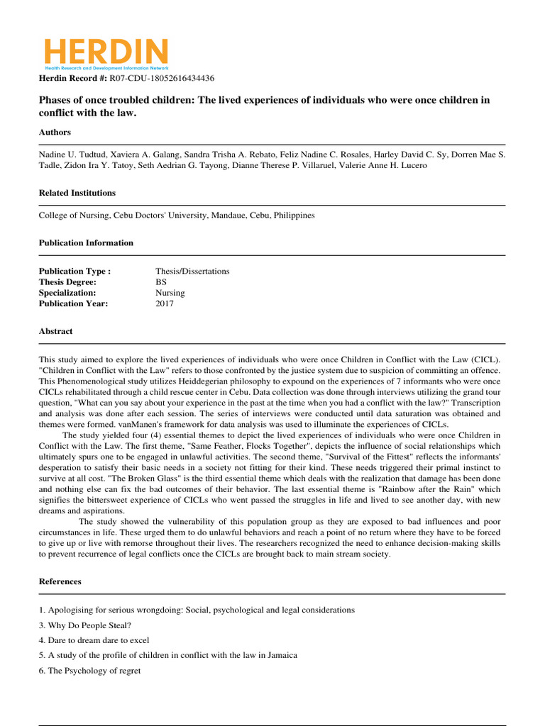 Herdin - R07 Cdu 18052616434436 | PDF | Juvenile Delinquency | Psychology