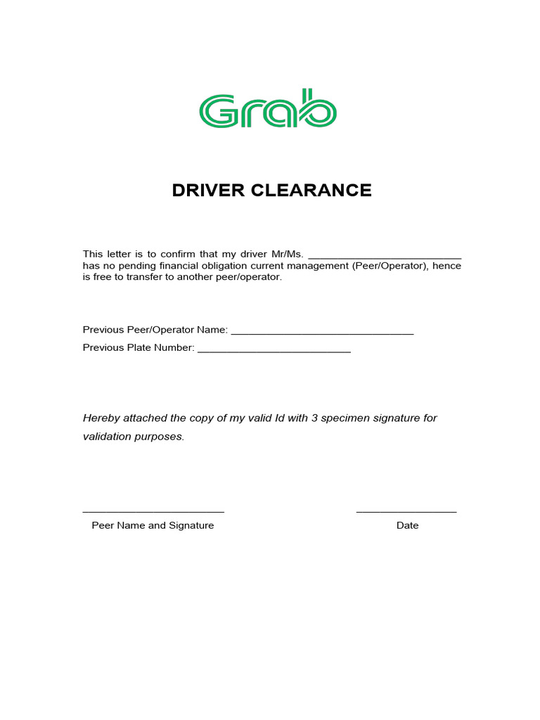Driver Transfer Clearance Form | PDF