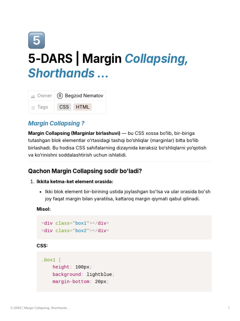 5-DARS Margin Collapsing Shorthands | PDF | Writing | Printing
