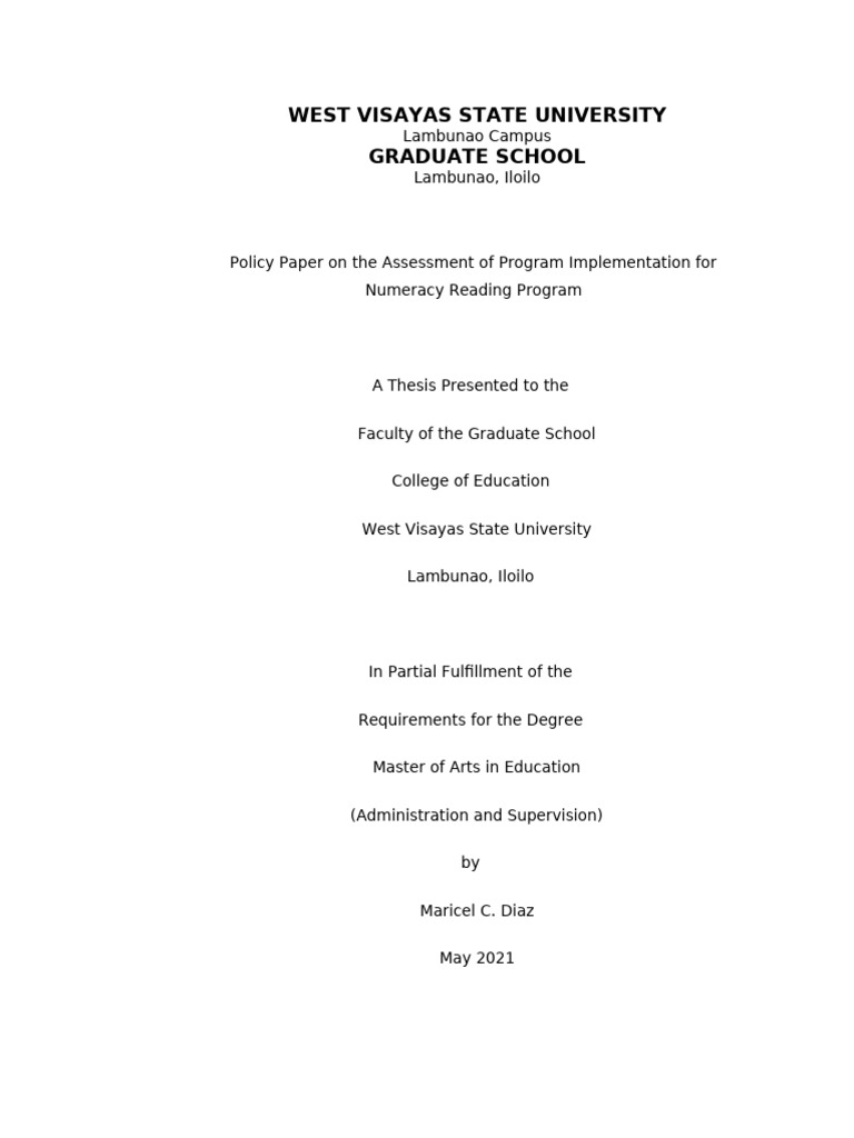 Assessment of Numeracy Reading Program | PDF