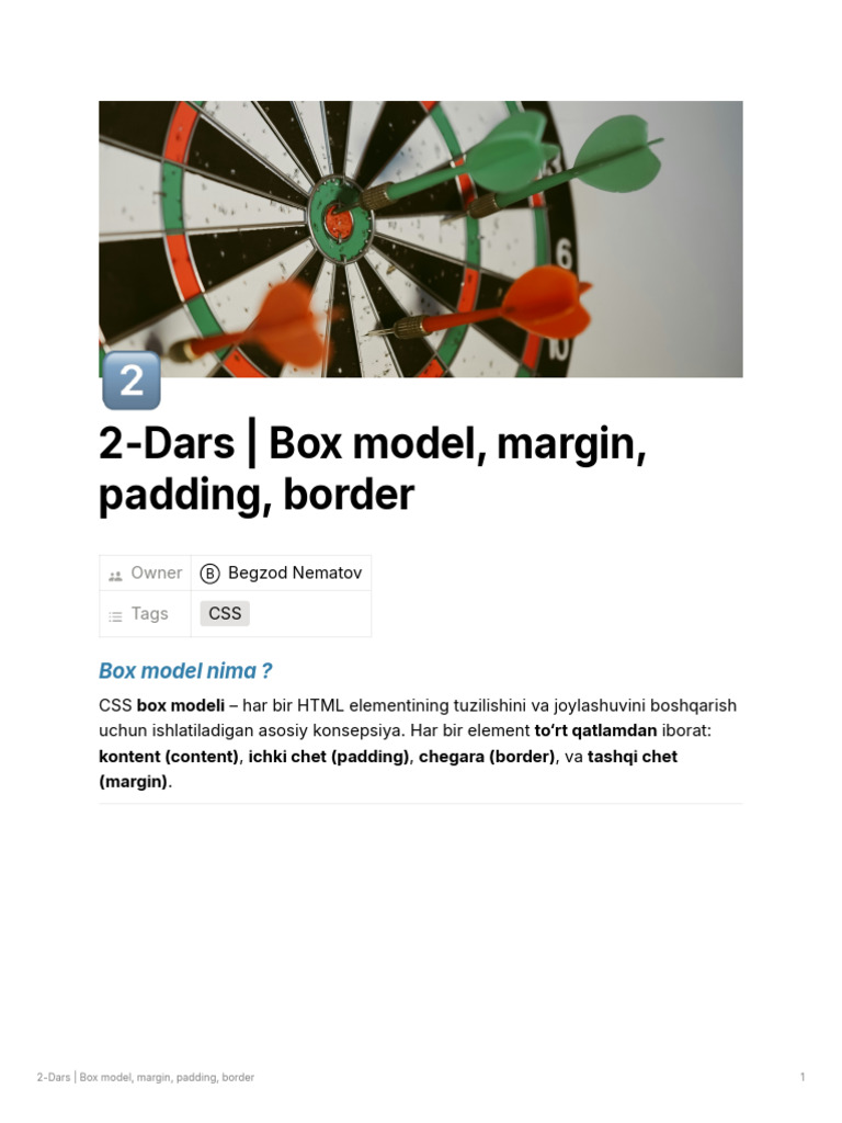 2-Dars Box Model Margin Padding Border | PDF
