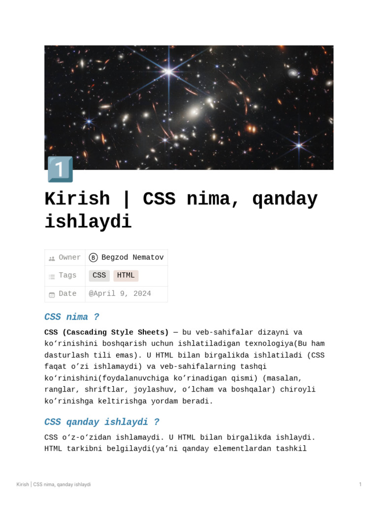 1 Kirish CSS Nima Qanday Ishlaydi | PDF