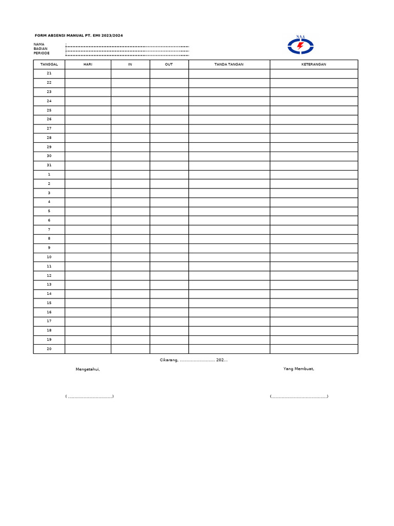 Form Absen Produksi-2 | PDF