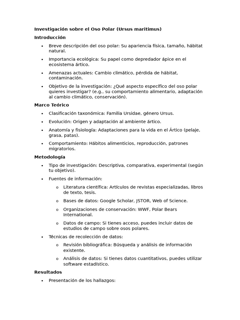 Investigación Sobre El Oso Polar | PDF | Osos | Oso polar