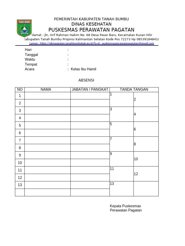 Absen Kelas Bumil | PDF