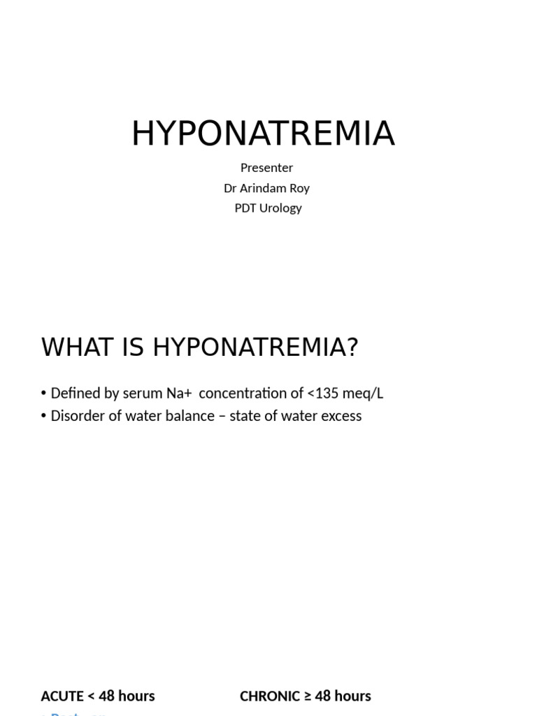 Hyponatremia: Diagnosis and Treatment | PDF | Medical Specialties ...