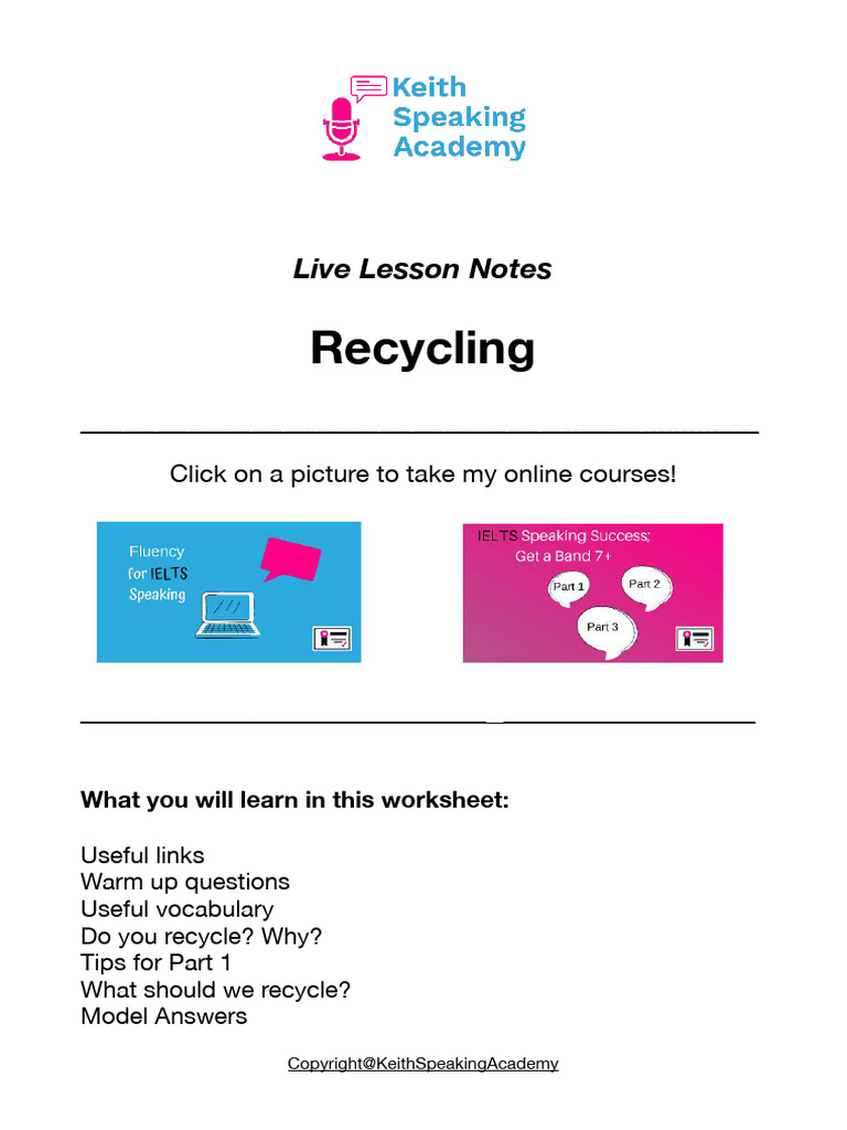 Recycling Lesson Notes | PDF | Waste | Recycling