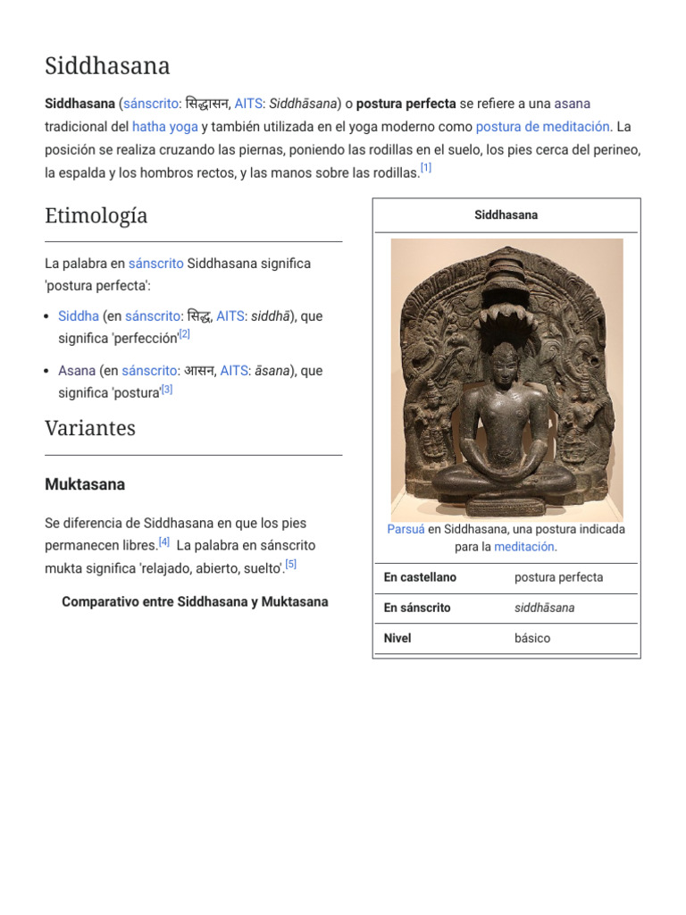 Siddhasana - Wikipedia, La Enciclopedia Libre | PDF | Asana | Hatha Yoga