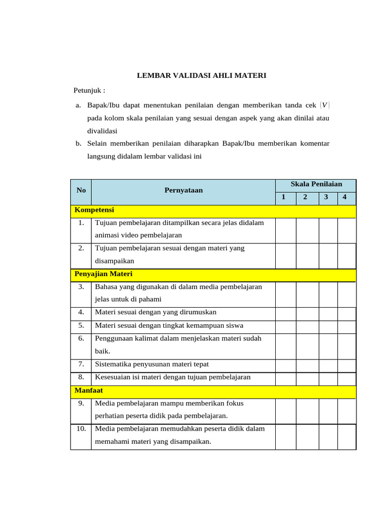 Lembar Validasi Produk - 2 | PDF
