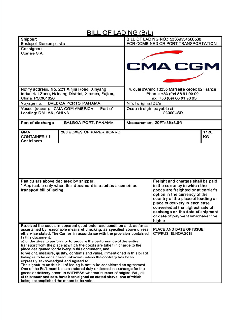 10. ARDAN .22.19.114039.1344.TGS BILL OF LADING | PDF | Cargo | Bill Of Lading