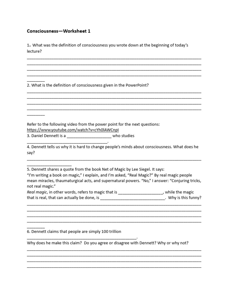 Kami Export - Consciousness 1 WKST | PDF | Consciousness