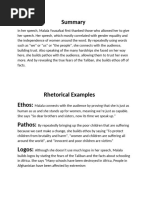Malala's UN Speech: Rhetorical Impact | PDF | Malala Yousafzai | Violence