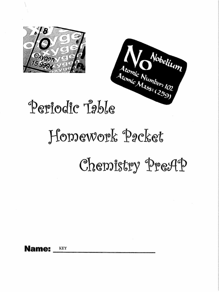 Periodic Table HW Packet KEY 2016 | PDF | Atoms | Chemical Elements