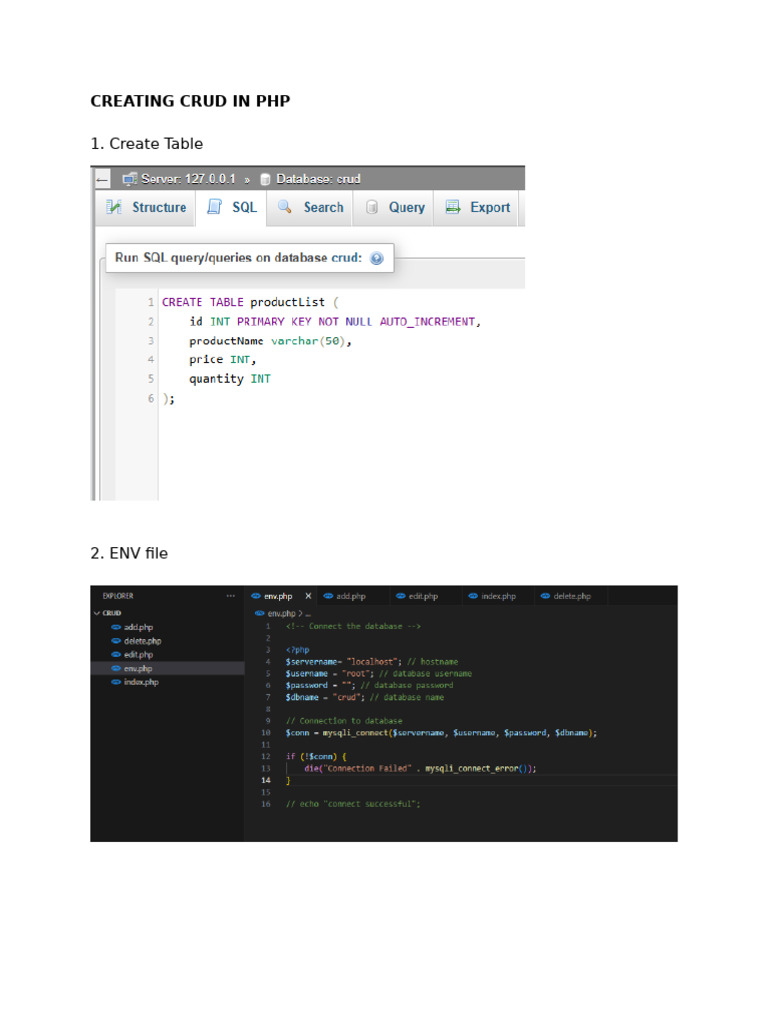 CREATING CRUD IN PHP | PDF