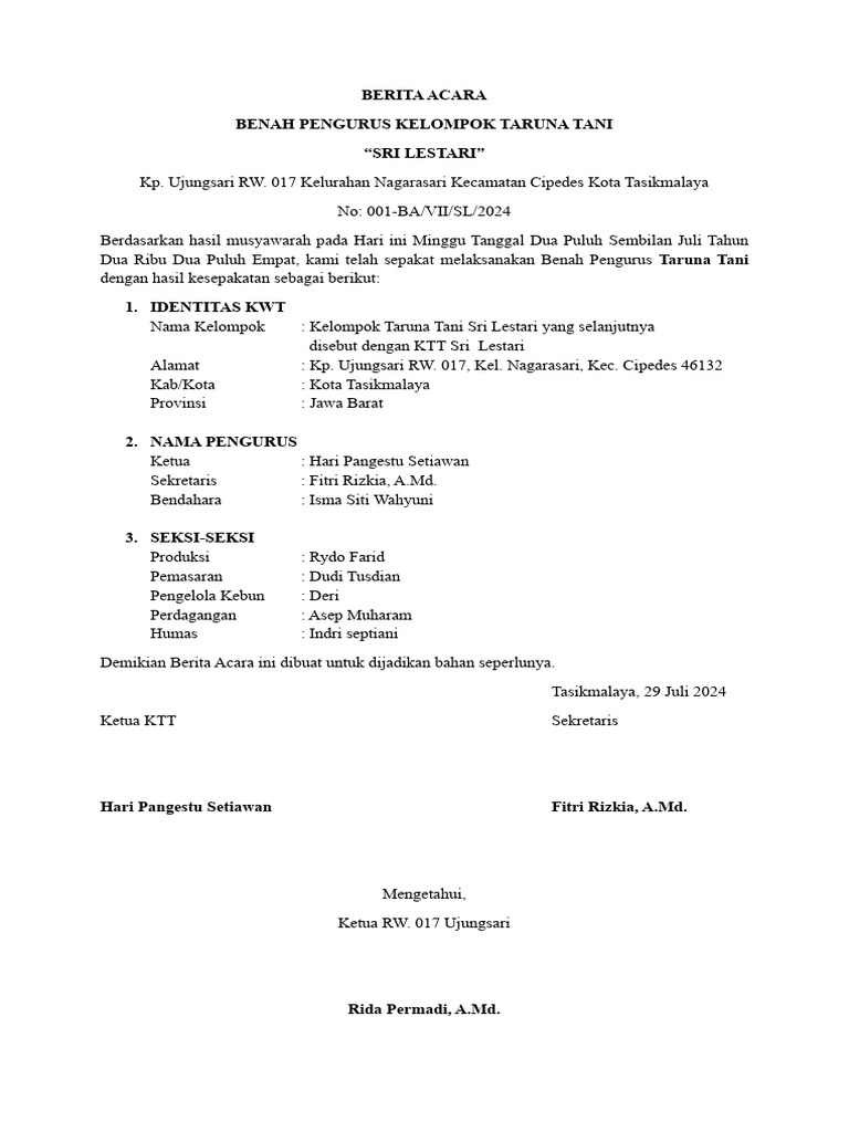 Berita Acara KTT | PDF