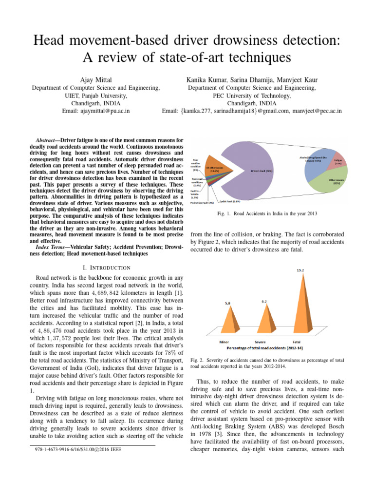 Head Movement Drowsiness Detection Review | PDF | Traffic Collision | Electroencephalography
