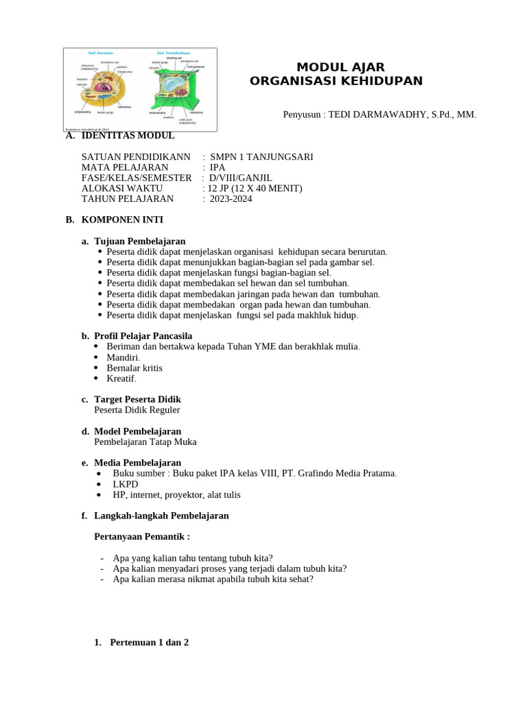 Modul Ajar Ipa Kelas 8'24-25 | PDF