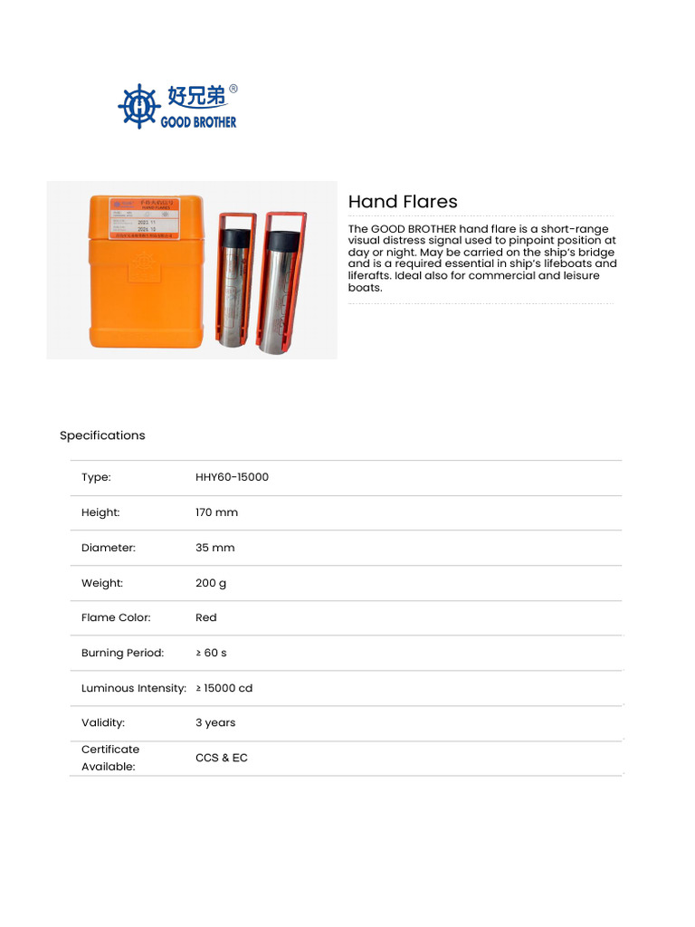 Hand Flares - Qingdao Good Brother Marine Life-Saving Appliances Co ...