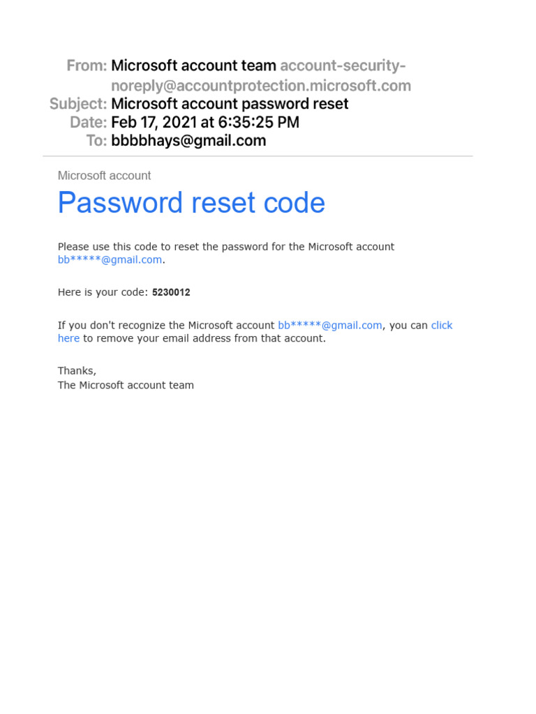 Microsoft Account Password Reset | PDF