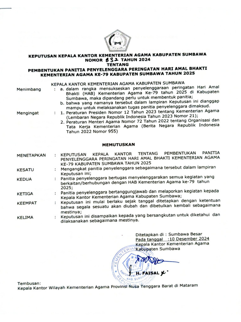 SK Panitia Hab Kemenag Ke 79 - 2025 | PDF