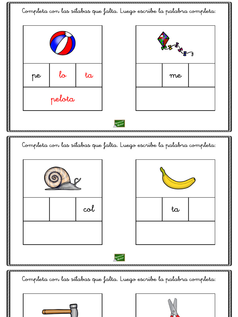 Conciencia Silabica Palabras Trisilabas | PDF