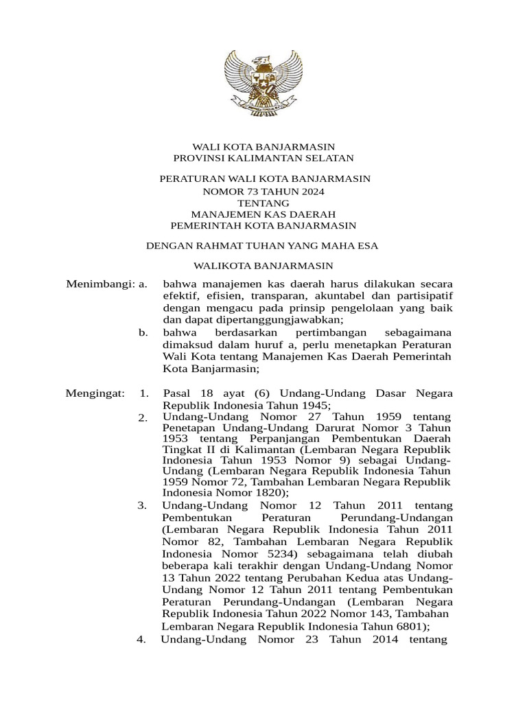 Contoh Perwali Manajemen Kas 2.. (1) | PDF