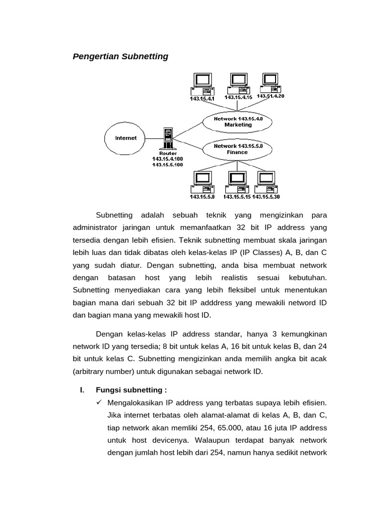 Pengertian Subnetting | PDF