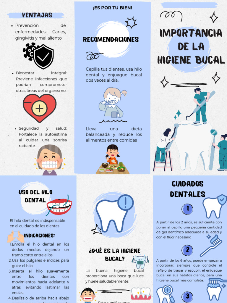 Triptico Higiene Bucal | PDF | Higiene oral | Ramas de Odontología