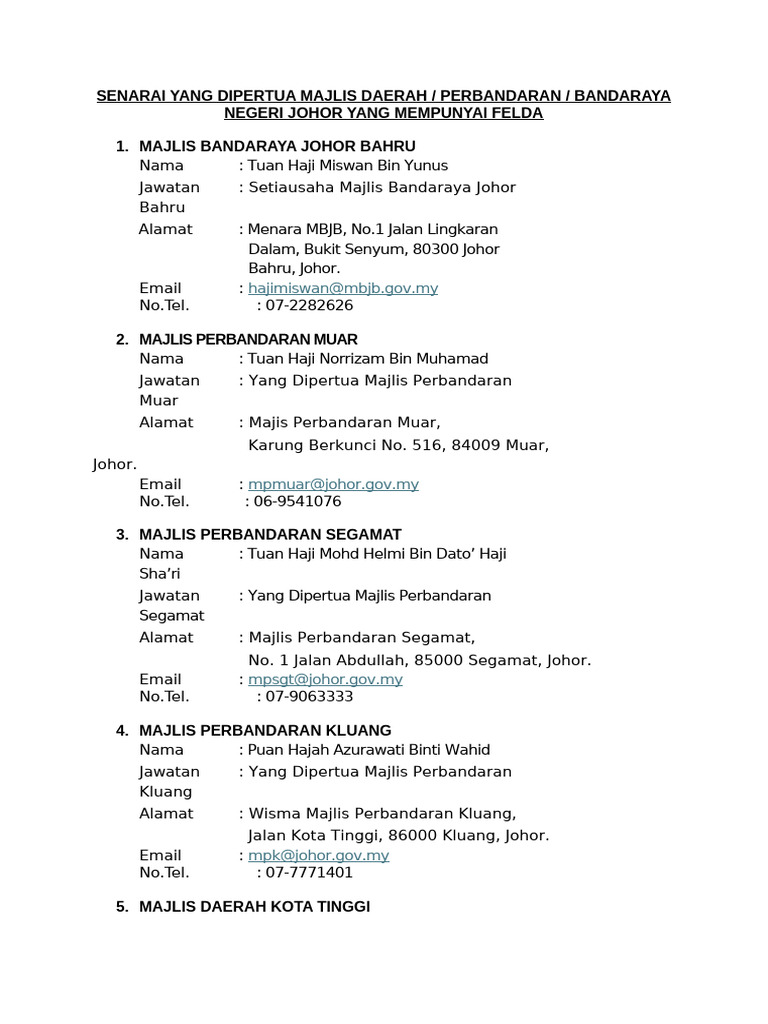 Ydp PBT Felda Johor Melaka 2024 | PDF