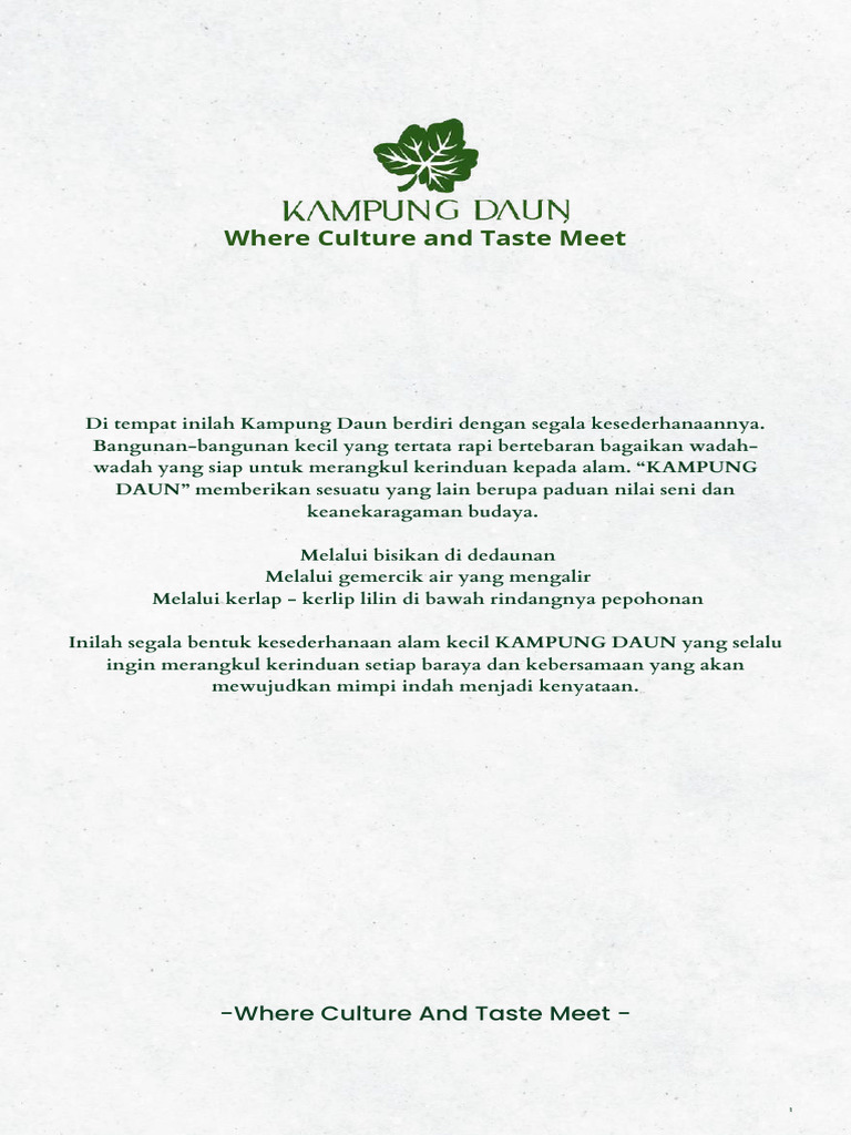 Menu Kampung Daun | PDF