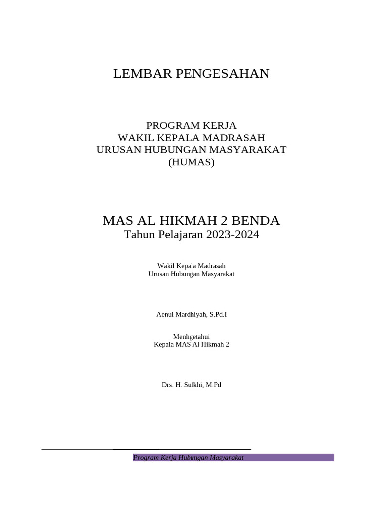 Draf Program Kerja Humas | PDF