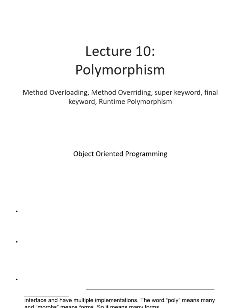 lecture 10 - Polymorphism - Amended | PDF | Method (Computer ... lecture 10 - Polymorphism - Amended | PDF | Method (Computer ...