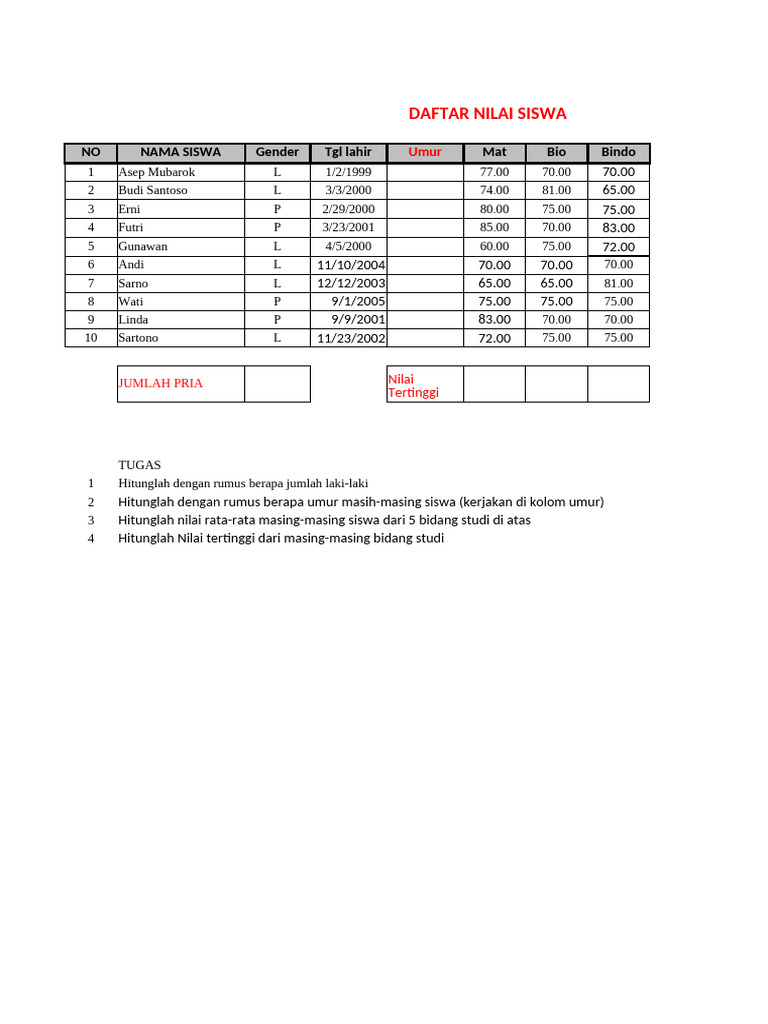 Soal Praktek Excel | PDF