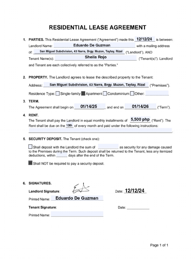 Rental Contract | PDF