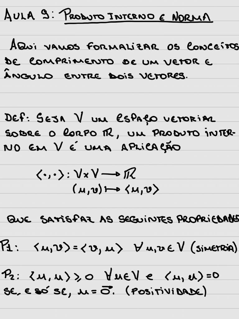 Aula 9 (Produto Interno e Norma) | PDF