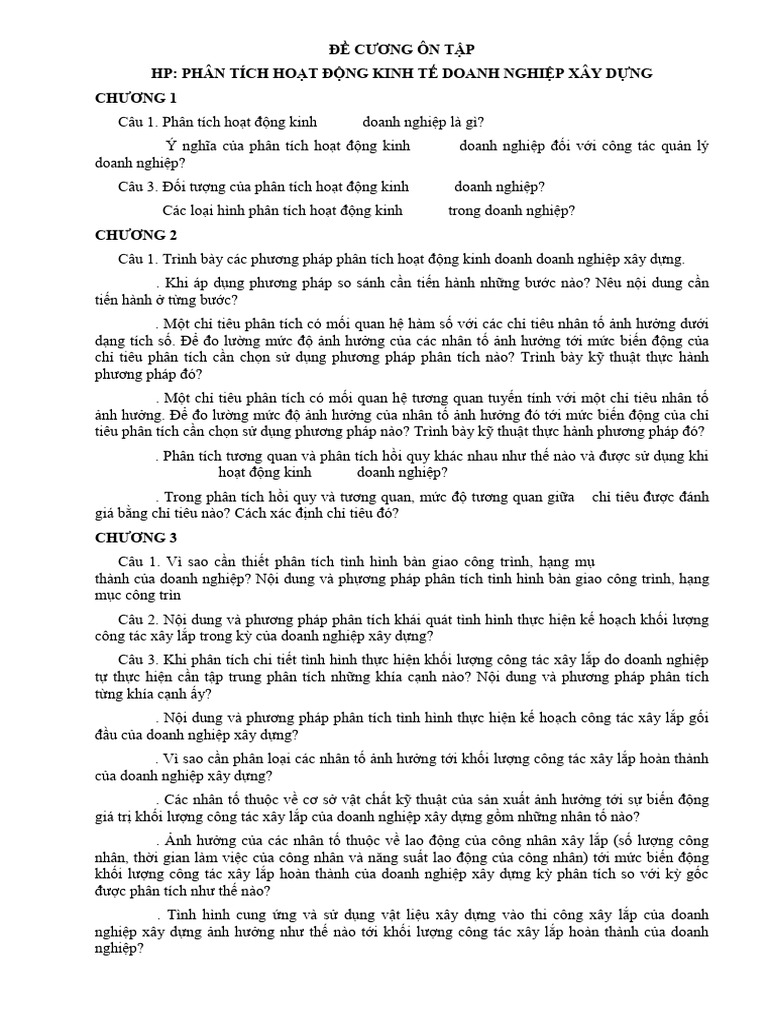 De Cuong On Tap HP PTHDKTSNXD | PDF