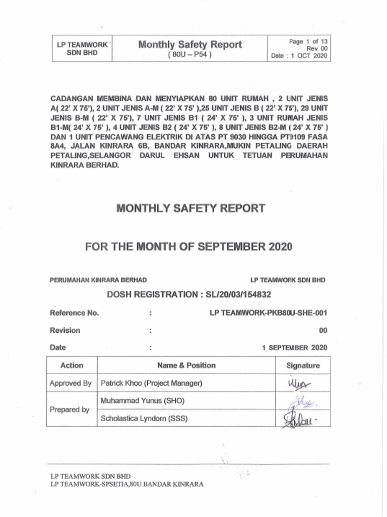 U80 LPT September 2020 Safety Report | PDF | Personal Protective ...